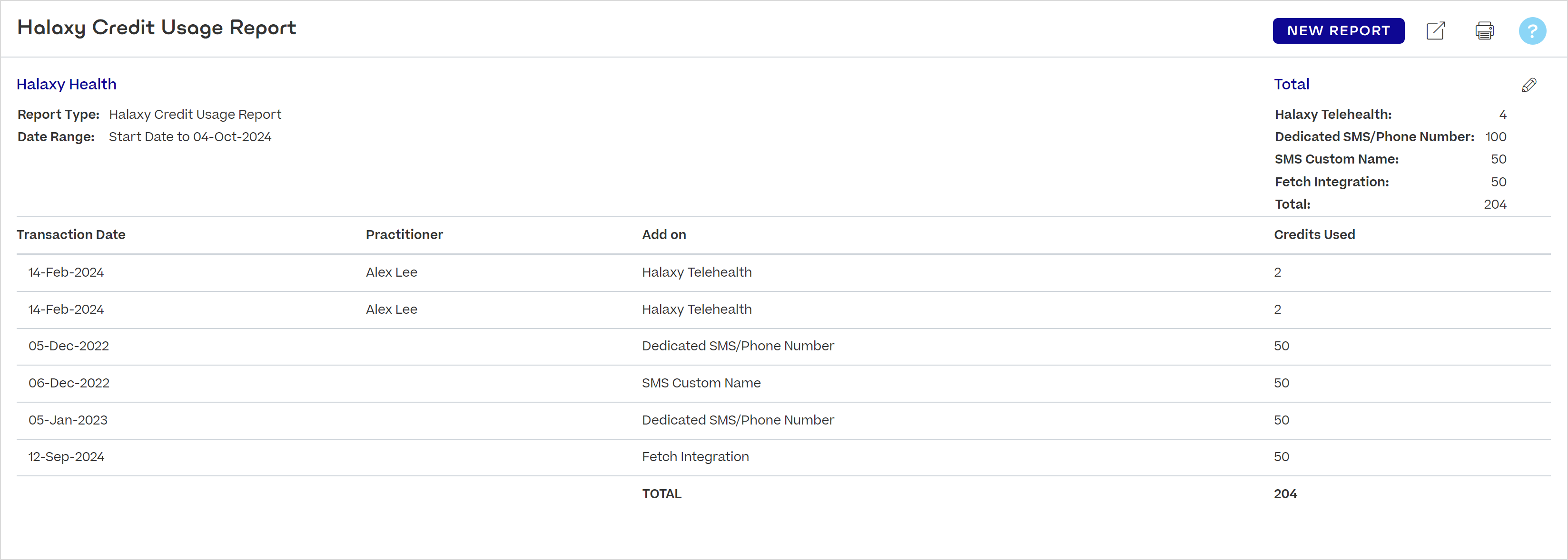 Report on Halaxy credits – Halaxy Help Guide | Canada